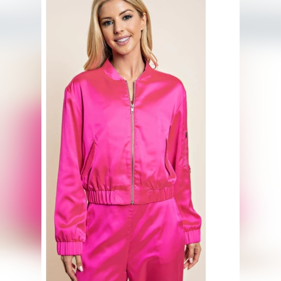 CeCe | Jackets & Coats | Nwt Cece Medium Hot Pink Jacket With Gold ...